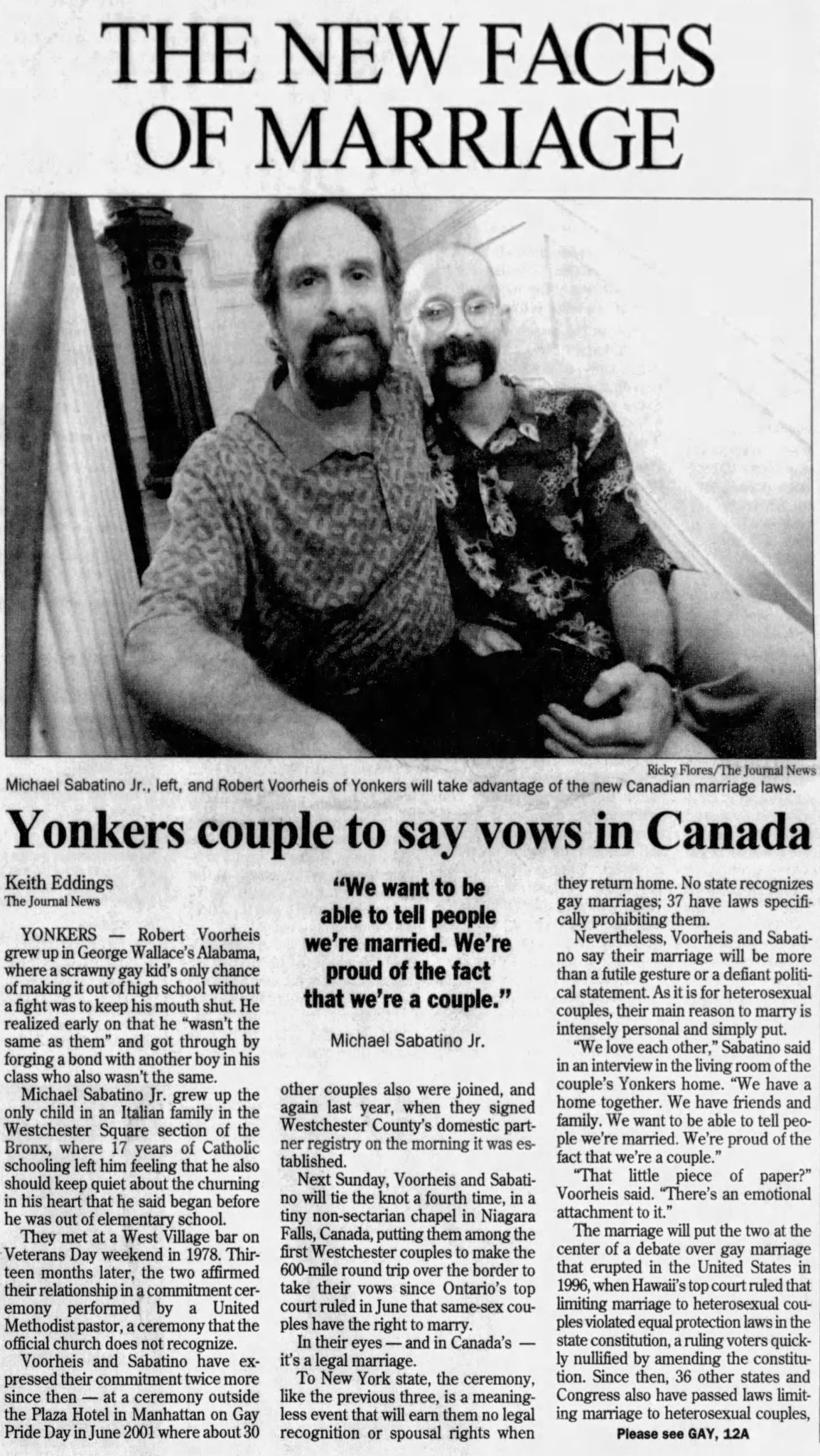 Michael Sabatino and Robert Voorheis – The Westchester LGBTQ+ History ...